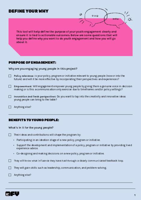 Mini guide 2: Define your why - Office for Youth, Australian Government